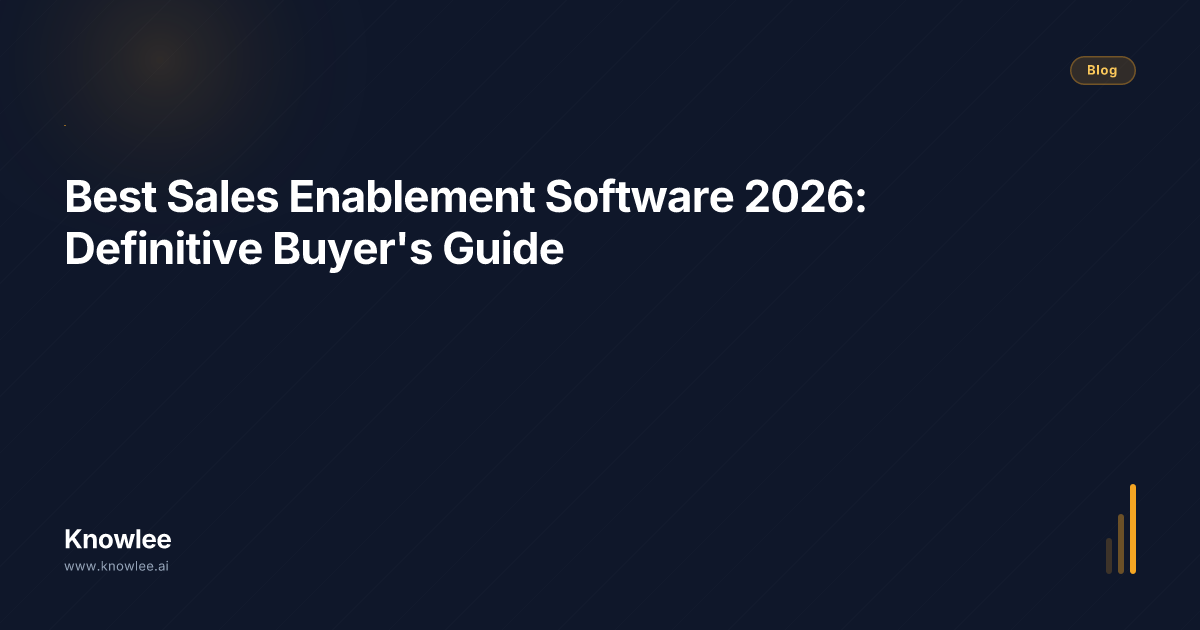 Best Sales Enablement Software 2026: Definitive Buyer's Guide | Knowlee ...